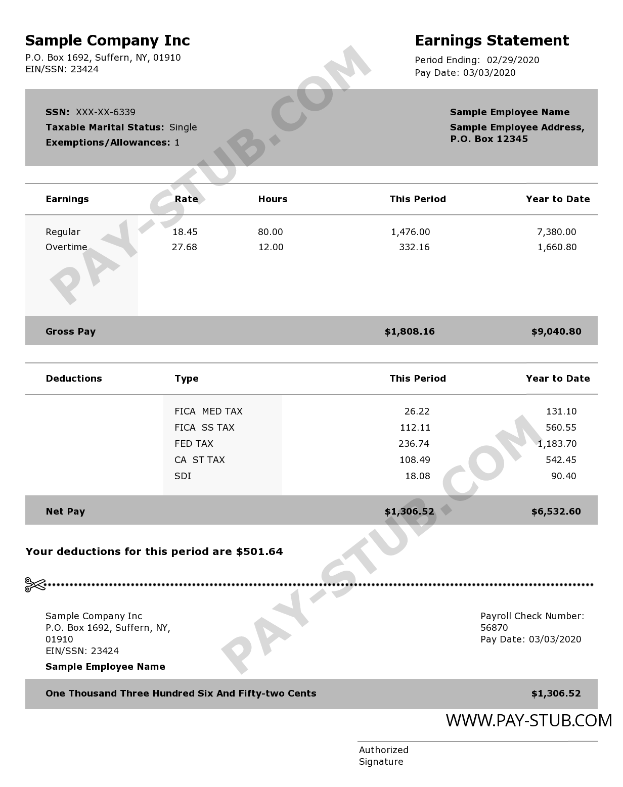 Online Free Pay Stub paycheck Stub Generator